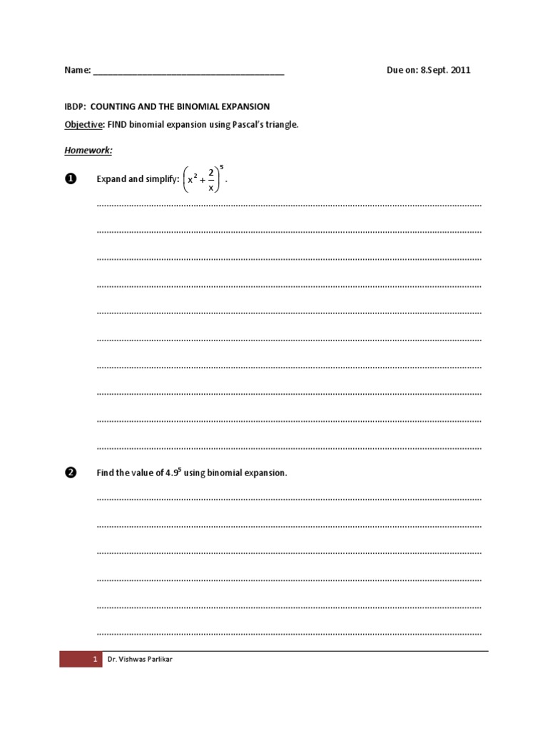 Binomial Expansion Homework Guide | PDF | Art