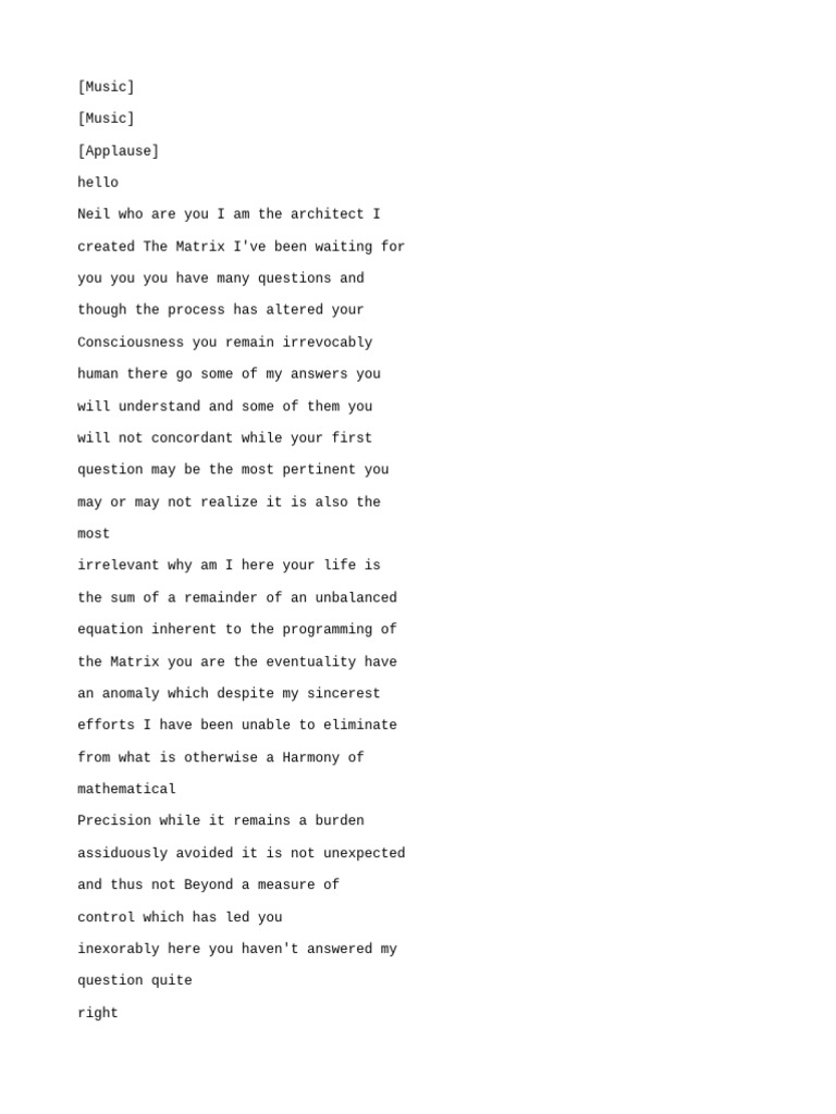 (English (Auto-Generated) ) The Matrix Reloaded - The Architect Scene ...