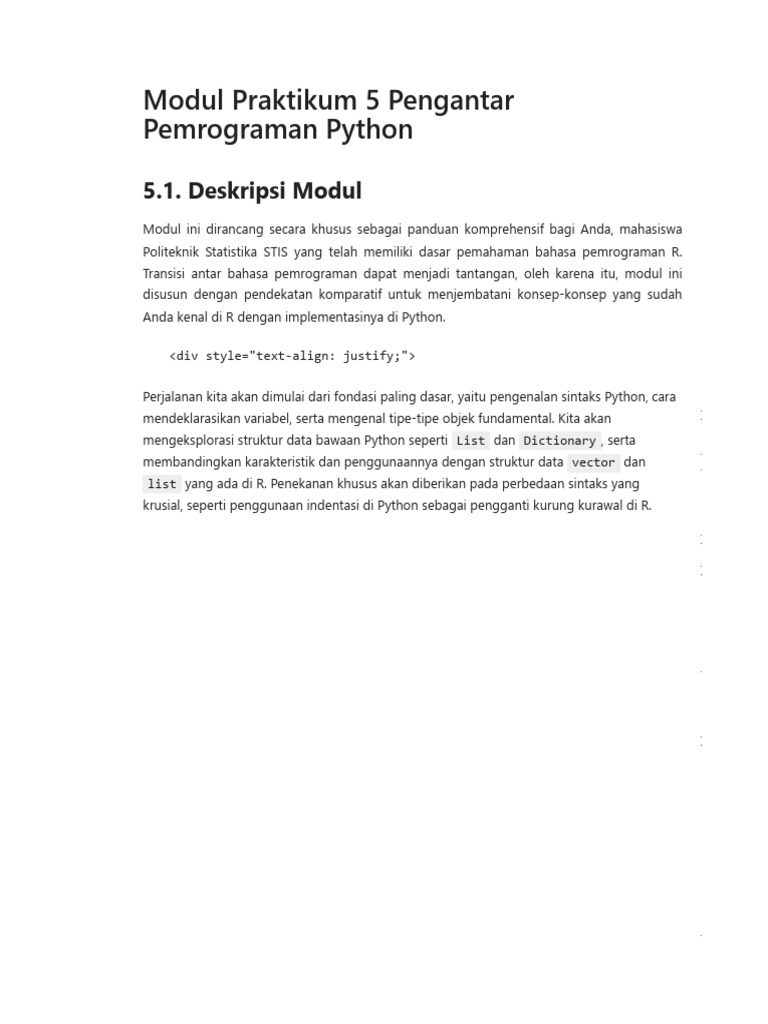 Modul Praktikum 5 Dasar Pemrograman Python | PDF