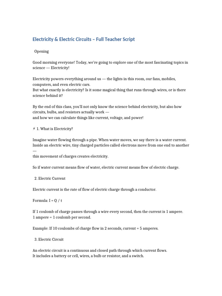 Understanding Electricity and Circuits | PDF | Electric Current ...