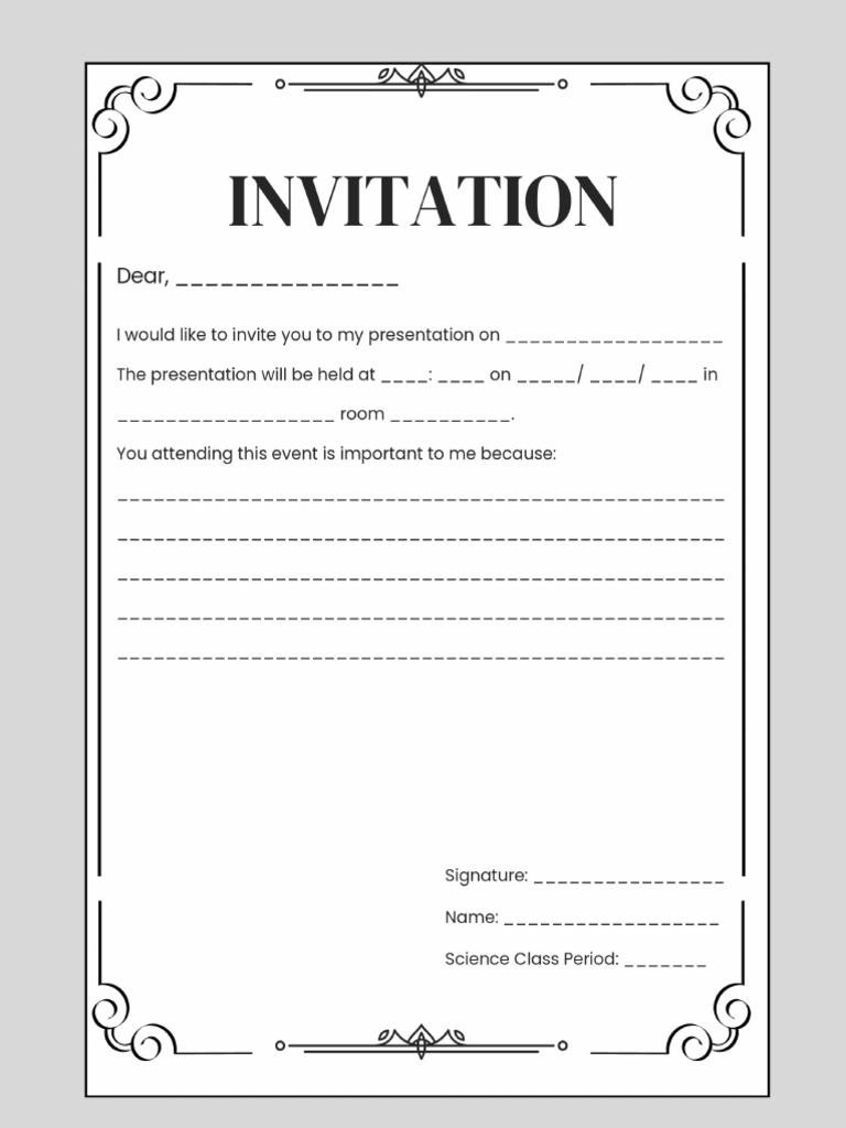 Black and White Simple Invitation Letter | PDF