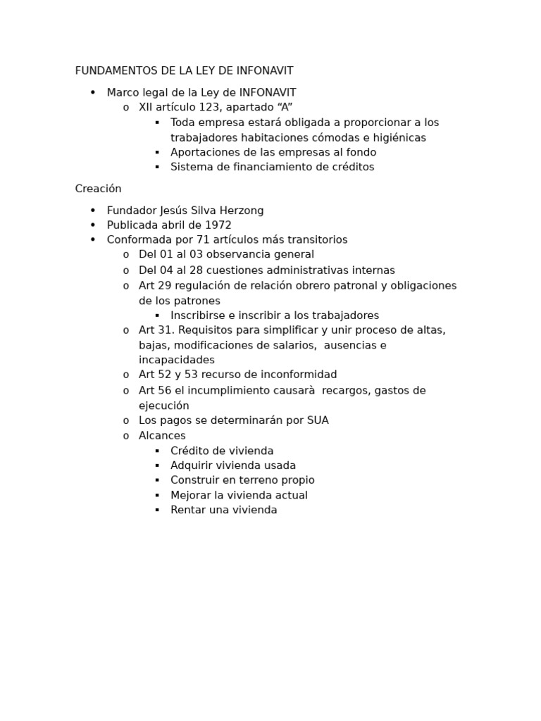Fundamentos de La Ley de Infonavit | PDF