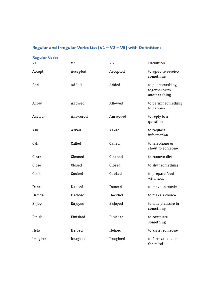 Regular vs. Irregular Verbs Guide | PDF | Verb | Linguistics