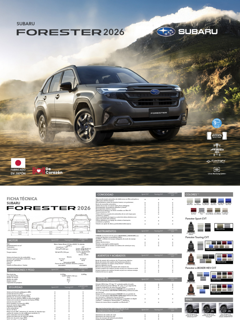 2026 - Ficha Técnica - Subaru - Forester | PDF | Vehículo de motor | Industria automotriz