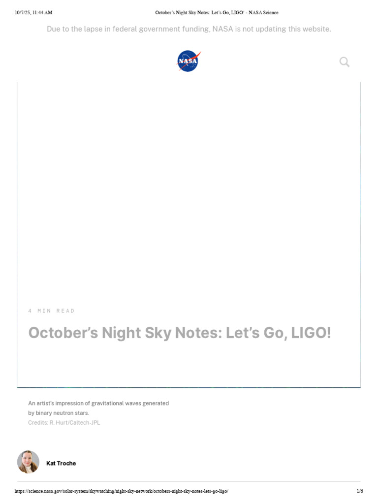 October's Night Sky Notes | PDF | Ligo | Gravitational Wave