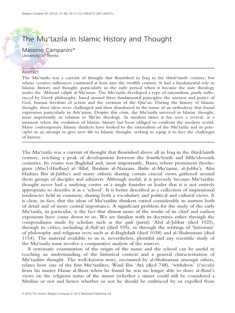 Understanding Mu'tazila Thought | PDF | Tawhid | Quran