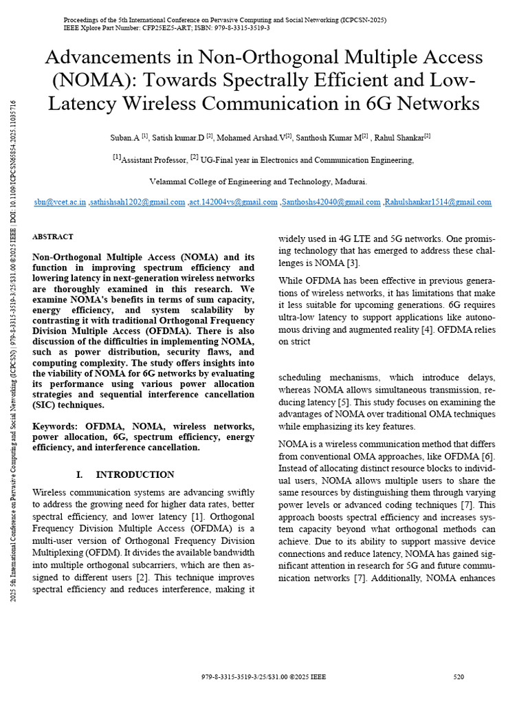 Advancements in Non-Orthogonal Multiple Access NOMA Towards Spectrally ...