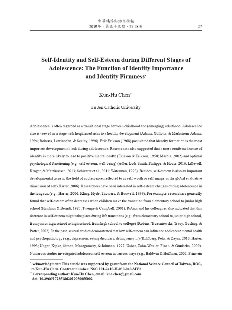 Self-Identity and Self-Esteem During Different Stages of Adolescence ...