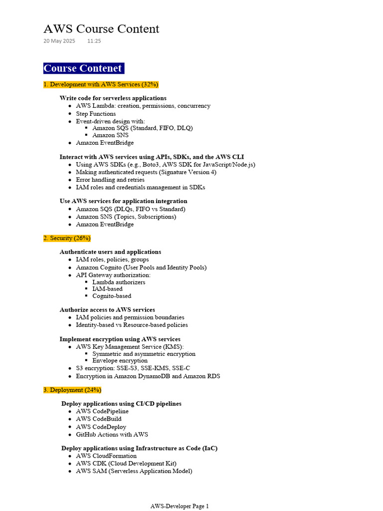 AWS Developer | PDF | Amazon Web Services | Computer Engineering