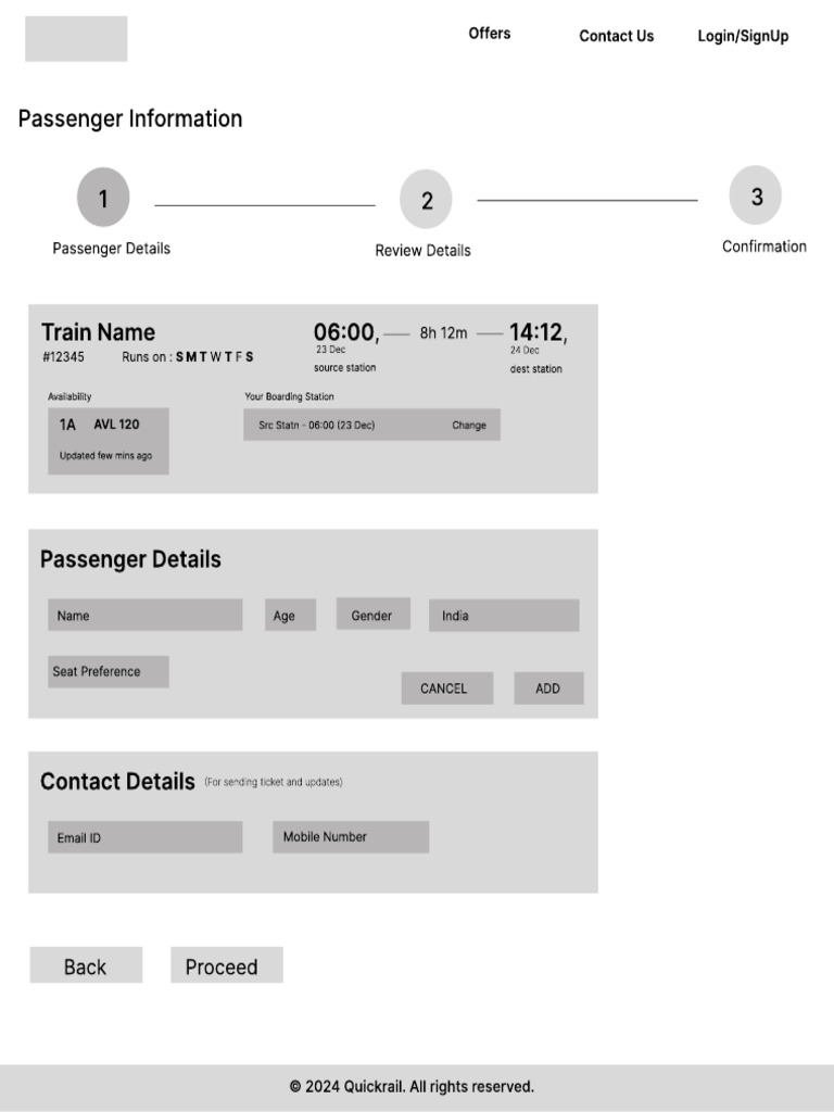Booking Page (Passenger Details) | PDF