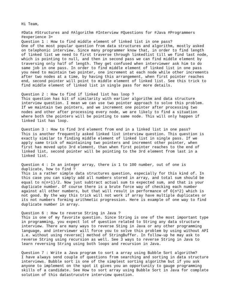 Data Strcuture and Algorithm Interview Questions | PDF | Pointer (Computer Programming ...