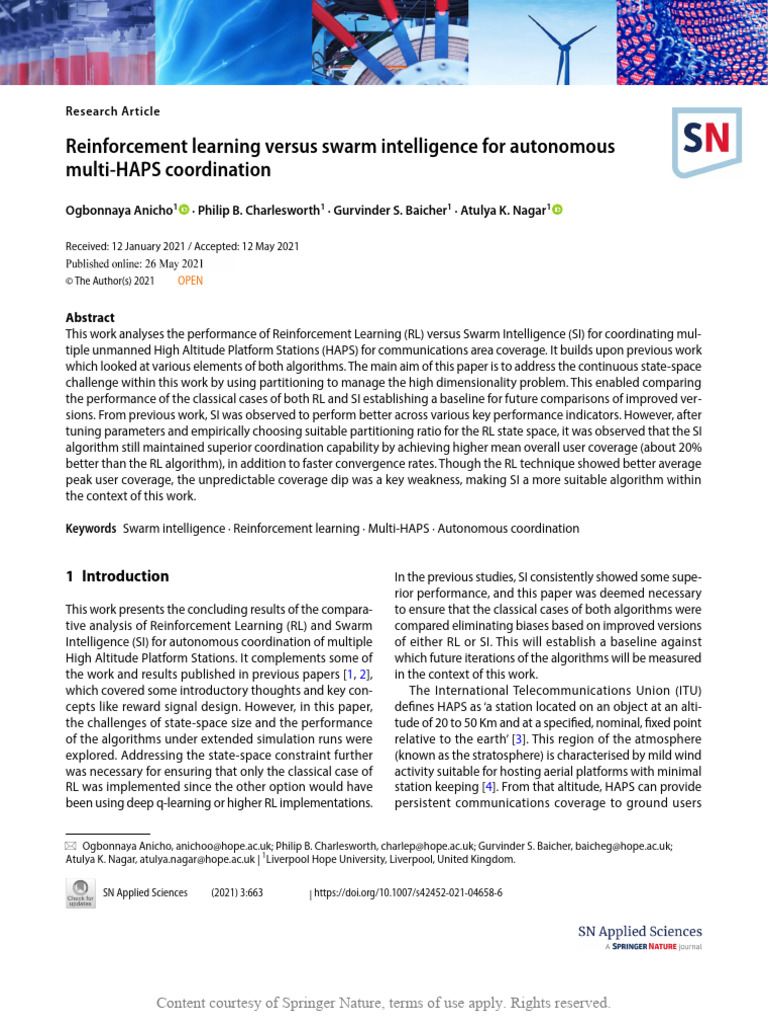 Reinforcement Learning Versus Swarm Intelligence F | PDF | F Test | P Value