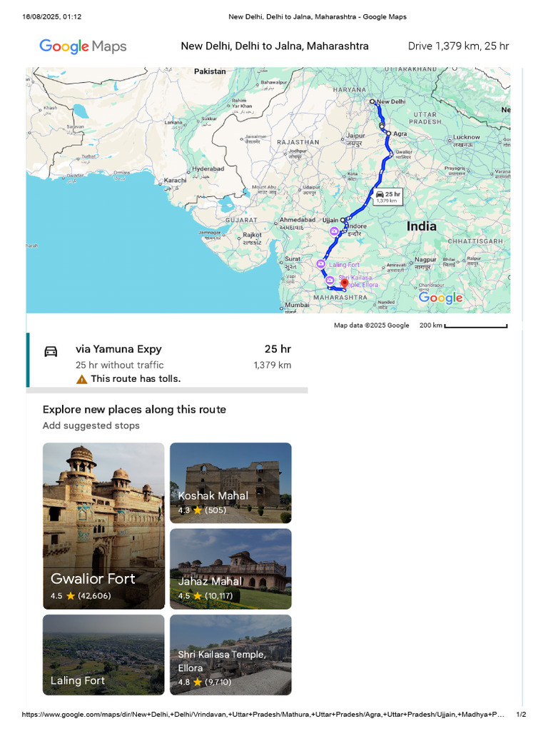 New Delhi, Delhi To Jalna, Maharashtra - Google Maps | PDF