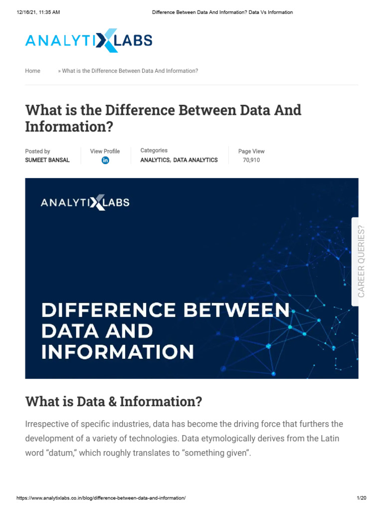 Difference Between Data and Information | PDF | Data | Information