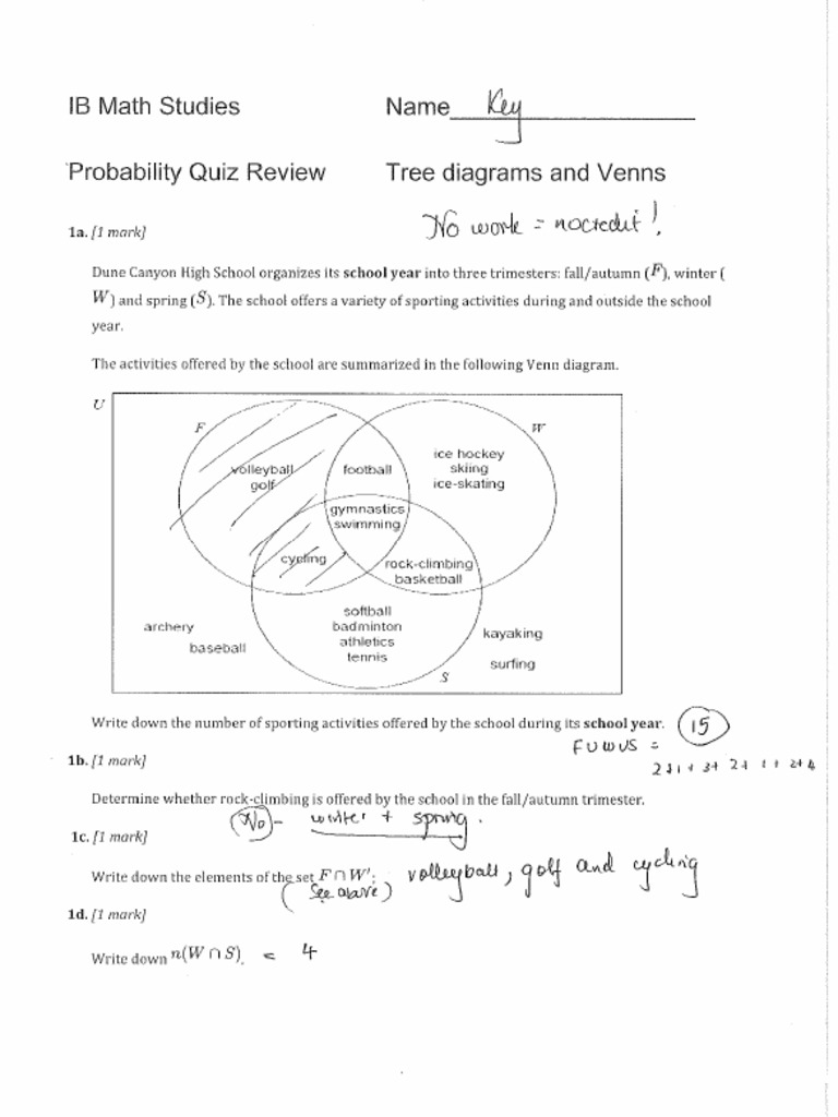 Probability Quiz Review Key | PDF