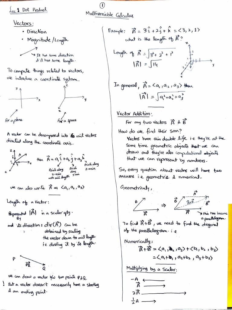Multivariable Calculus (Notes) 1 | PDF