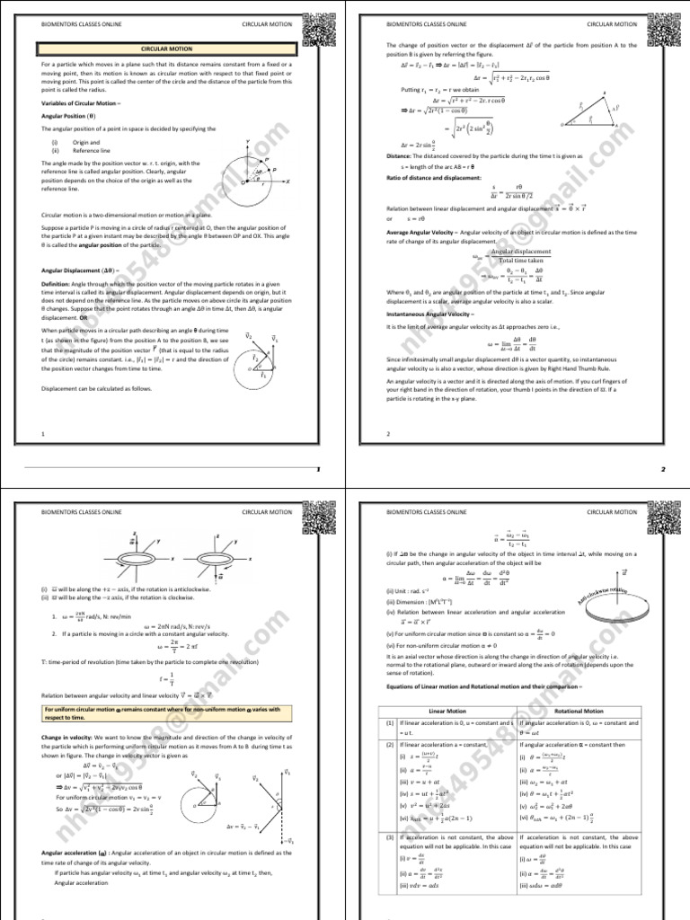 CIRCULAR MOTION Booklet-min - Converted | PDF | Acceleration | Rotation ...