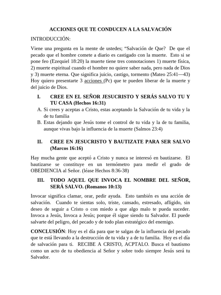 Acciones Que Te Conducen A La Salvación | PDF