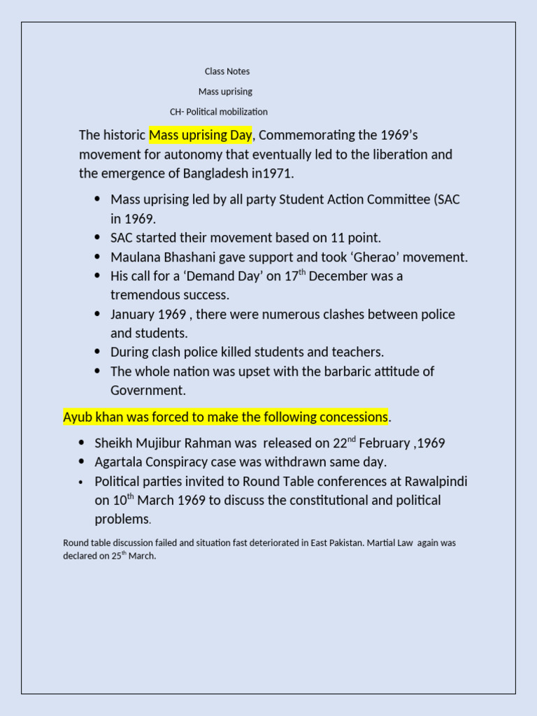 Mass Uprising Class Notes | PDF