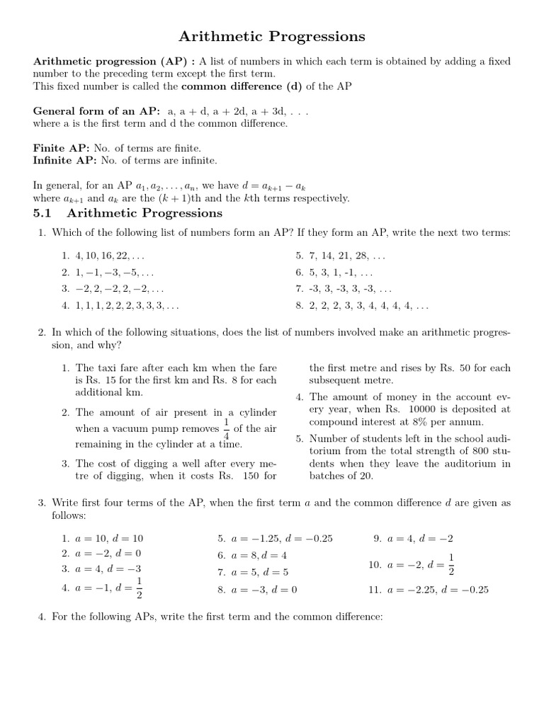10 Arithmetic Progressions | PDF | Number Theory | Mathematics