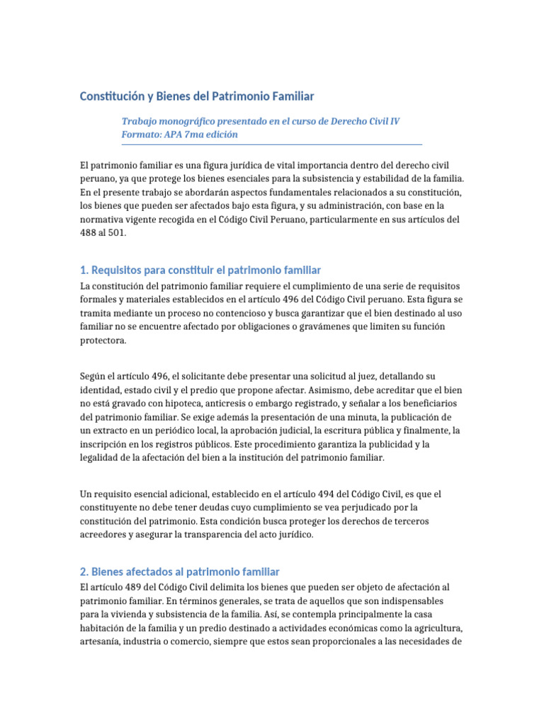 Constitucion_y_Bienes_Patrimonio_Familiar_Monografia (1) | PDF | Bienes ...