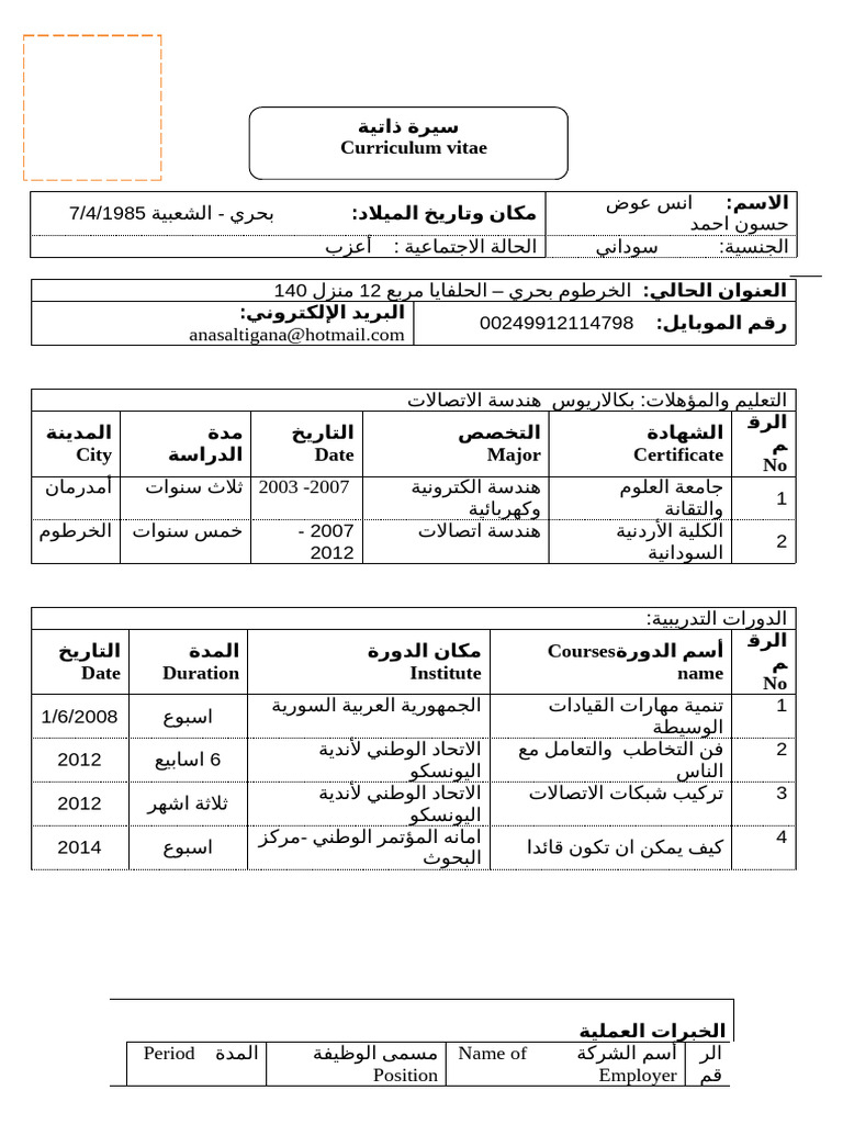 Arabic & English CV 003 | PDF
