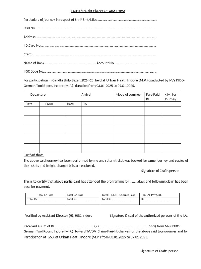 Ta Claim Form | PDF