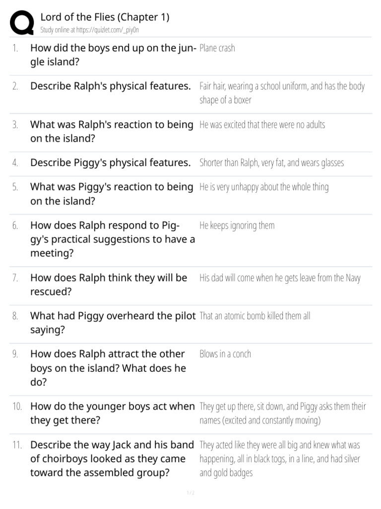 Lord of The Flies Chapter 1 | PDF