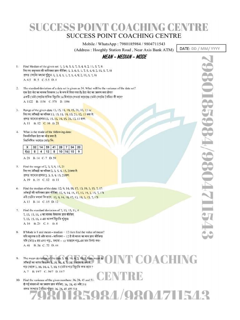 Mean, Median and Mode 1 Original | PDF