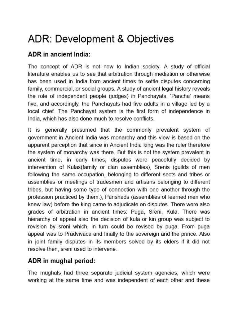 Objectives of Alternative Dispute Resolution | PDF | Alternative ...