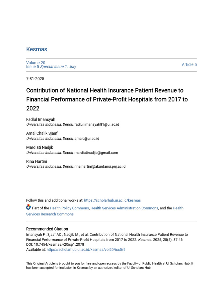 Contribution of National Health Insurance Patient Revenue To Fina | PDF ...