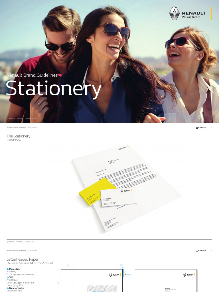 R Renault Brand Guidelines Stationery v1 | PDF | Publishing | Text