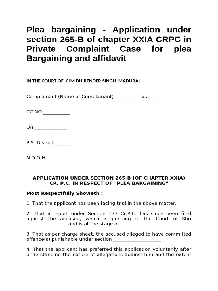 Plea Bargaining Application Under CRPC | PDF