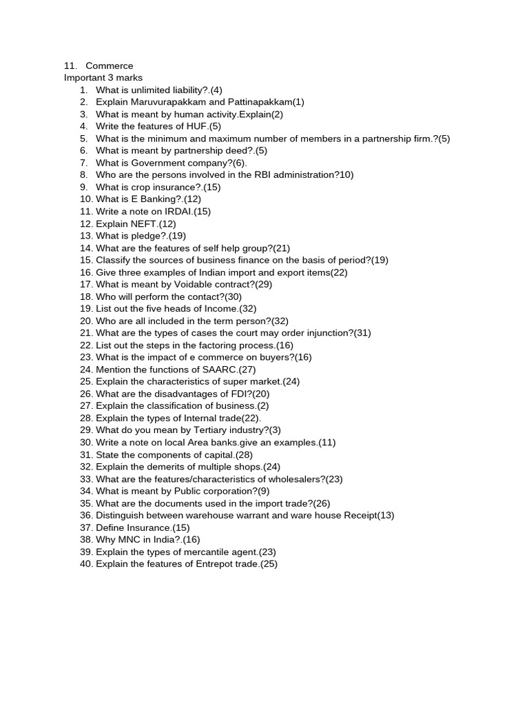 11commerce Important 3 Marks | PDF