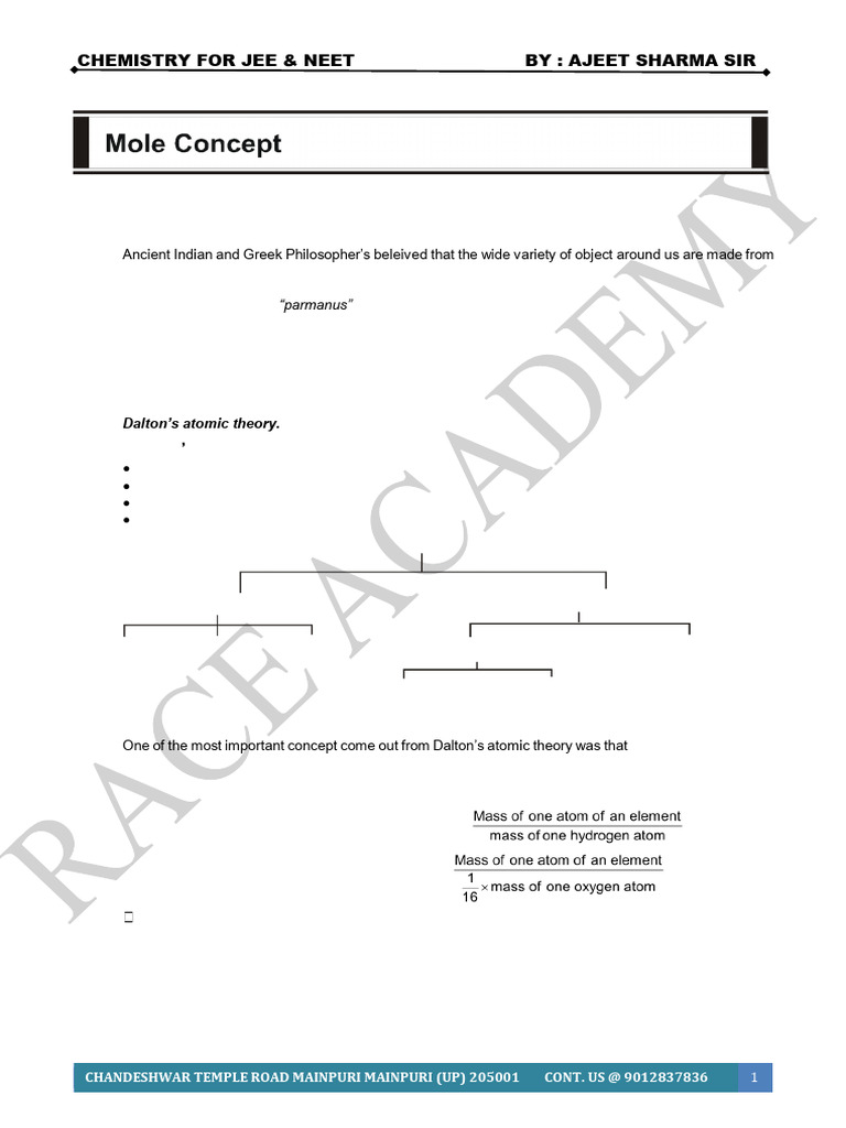 Basic Concepts of Chemistry For JEE & NEET | PDF | Redox | Stoichiometry