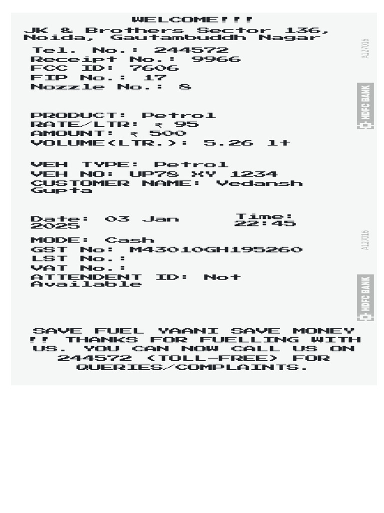 Fuel Bill Template 4 | PDF