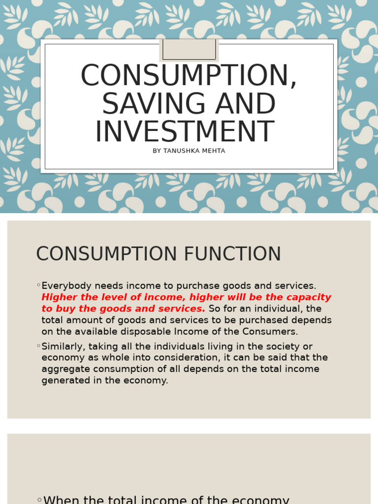 Consumption, Saving, and Investment Insights | PDF | Consumption ...