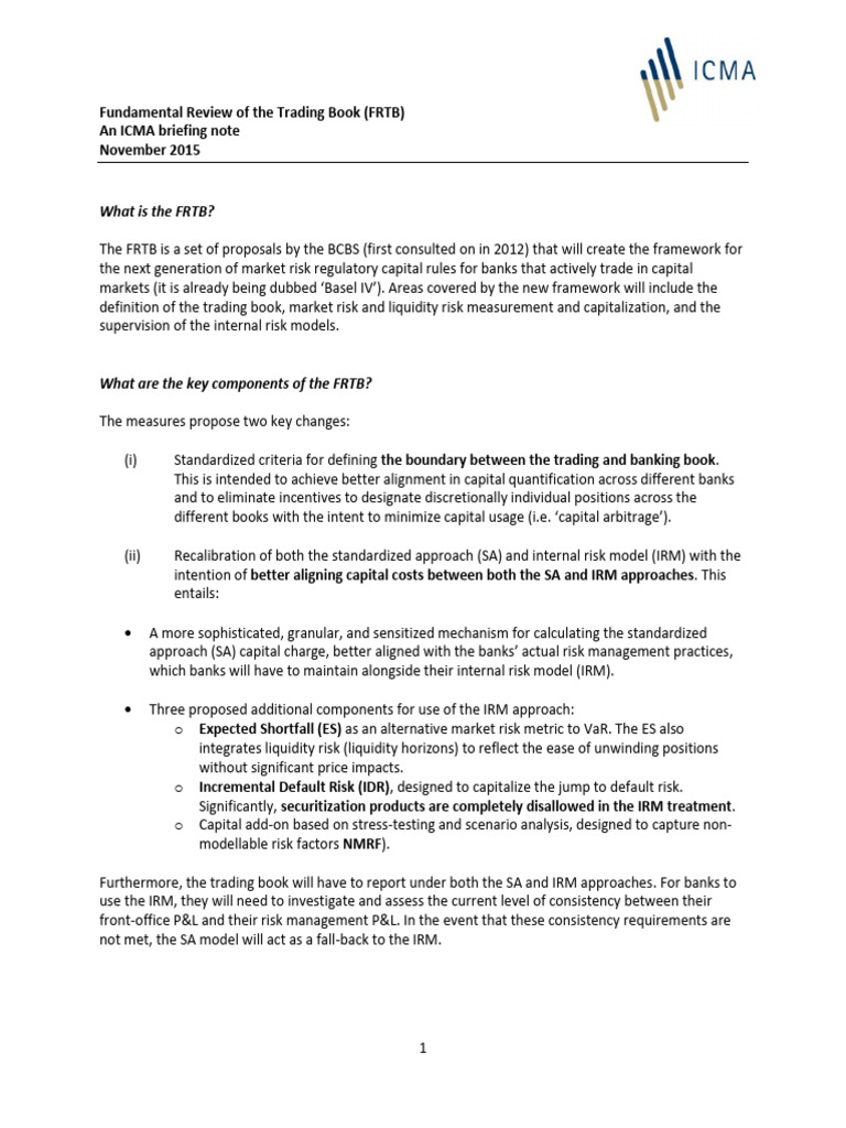 ICMA FRTB Briefing Note Nov 2015 230118 | PDF | Risk | Banks