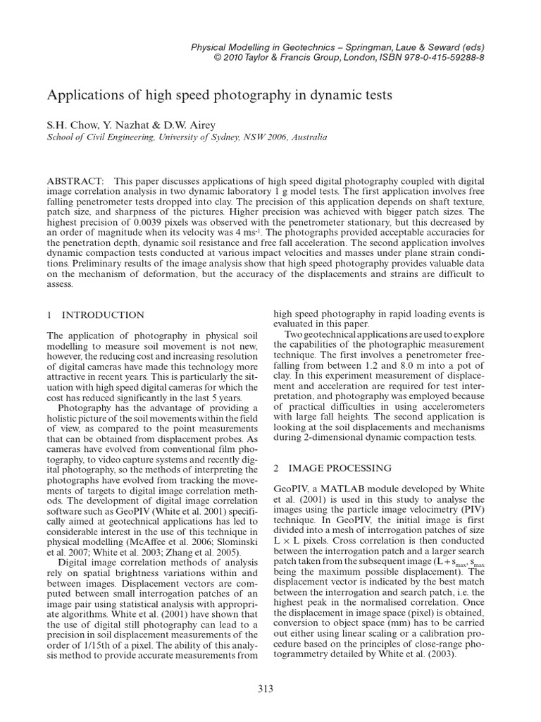 High-Speed Photography in Geotechnics | PDF | Camera | Image Resolution