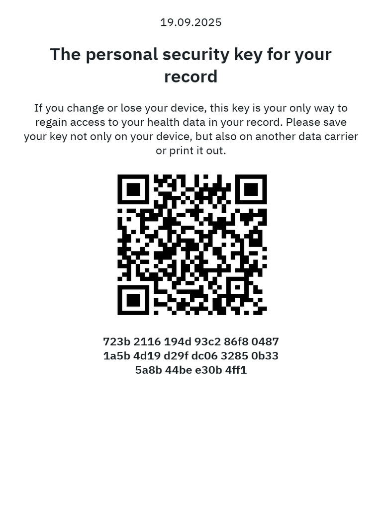 The Personal Security Key For Your Record | PDF