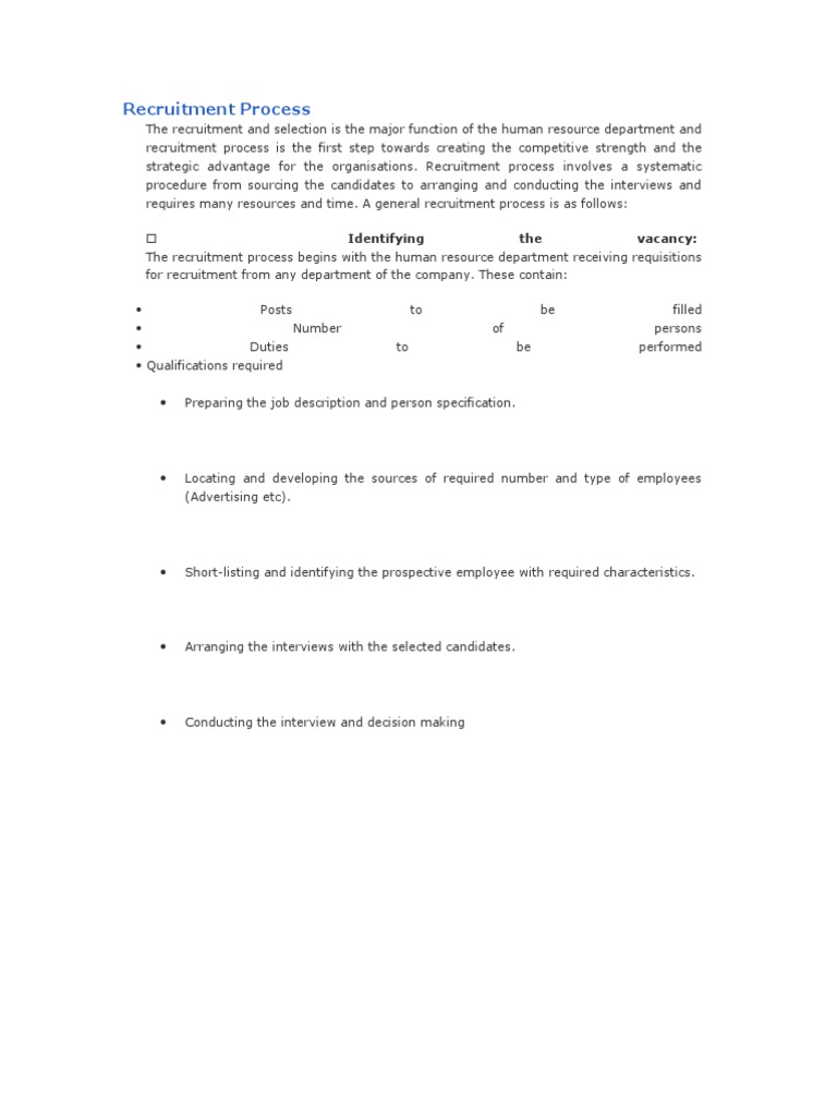 Recruitment Process: Identifying The Vacancy | PDF | Recruitment ...