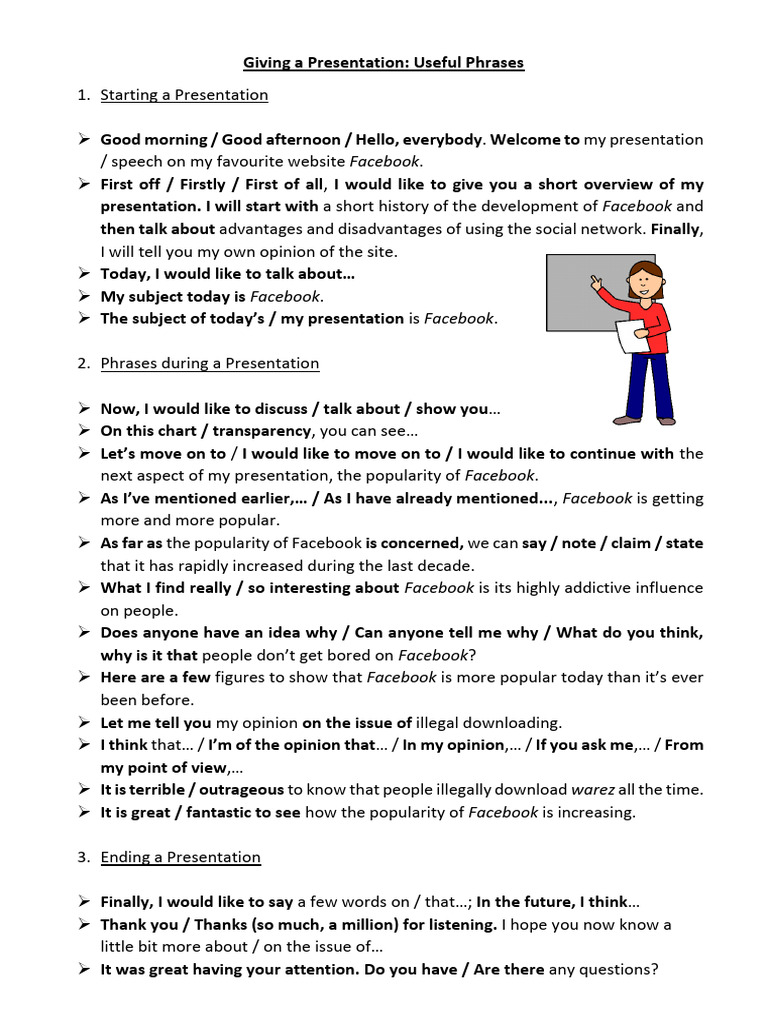 Giving A Presentation-Useful Phrases | PDF
