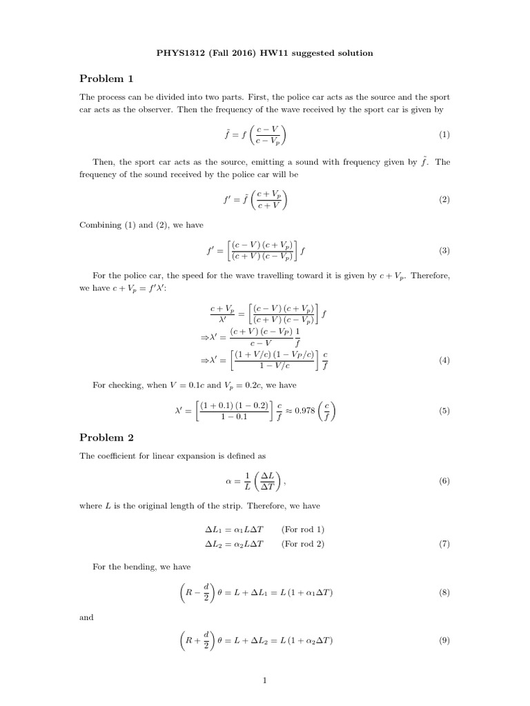HW11 Solution | PDF | Waves | Physical Phenomena