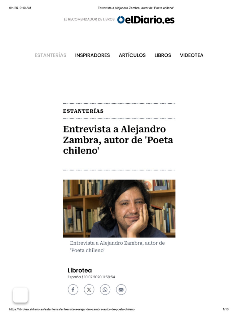 Entrevista a Alejandro Zambra | PDF | Novelas | Poesía