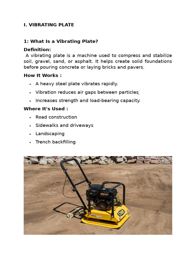 Vibrating Plate Compactors Guide | PDF | Gravel | Concrete