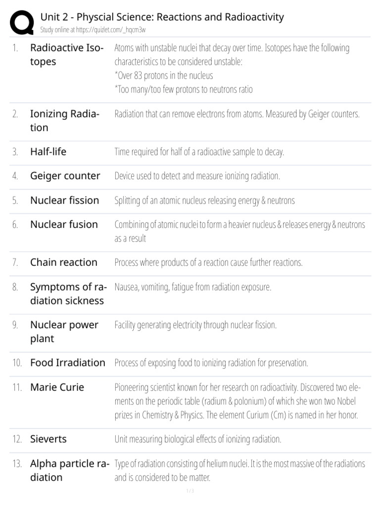 Reactions and Radioactivity Overview | PDF | Radioactive Decay ...