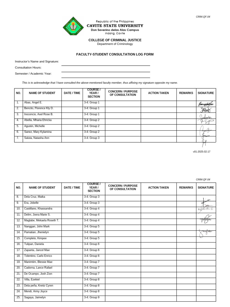 Faculty-Student Consultation Log Form | PDF | Chess Openings | Chess
