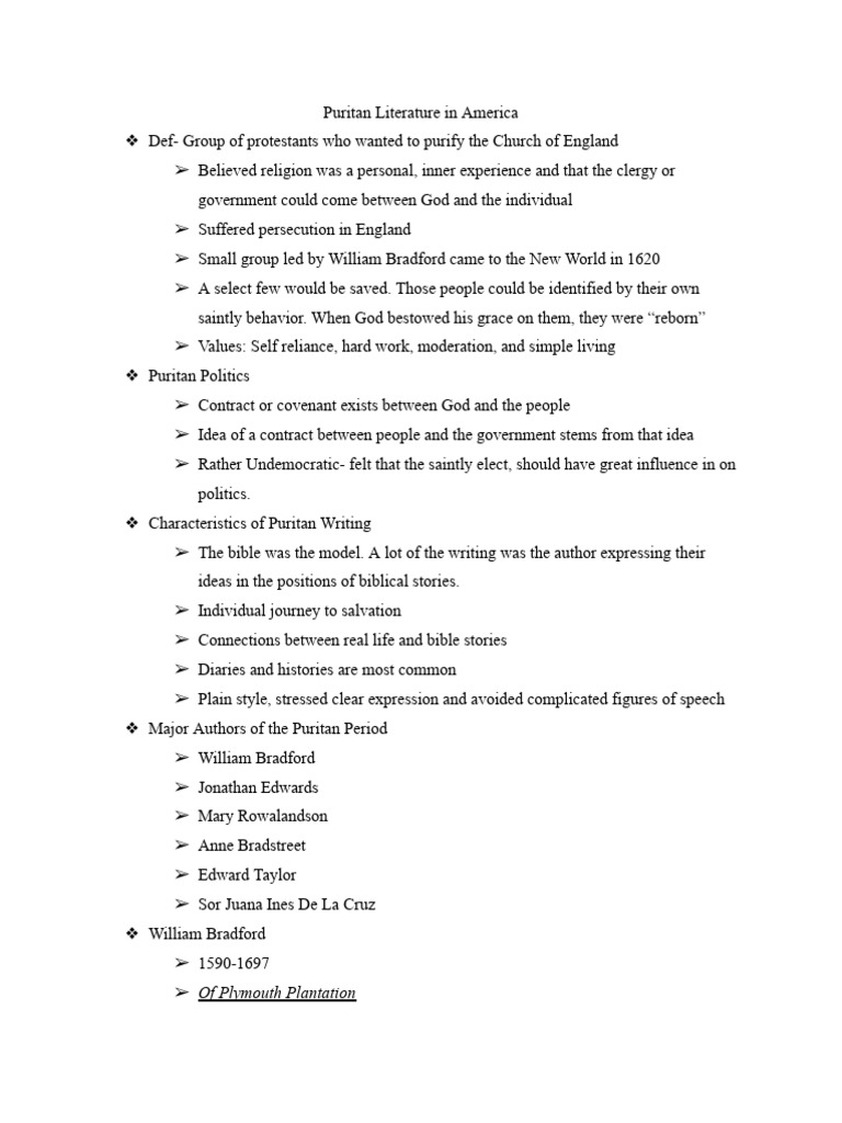 Puritan Literature in America | PDF