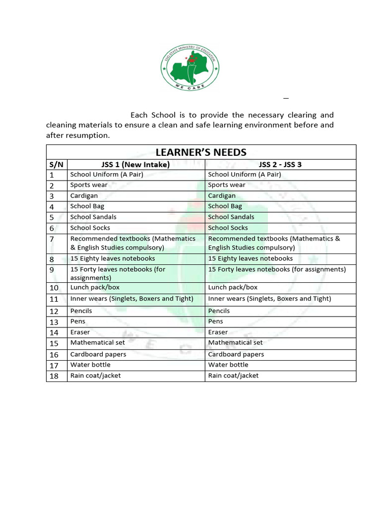 Back to School Supplies 2025/2026 Guide | PDF | Notebook
