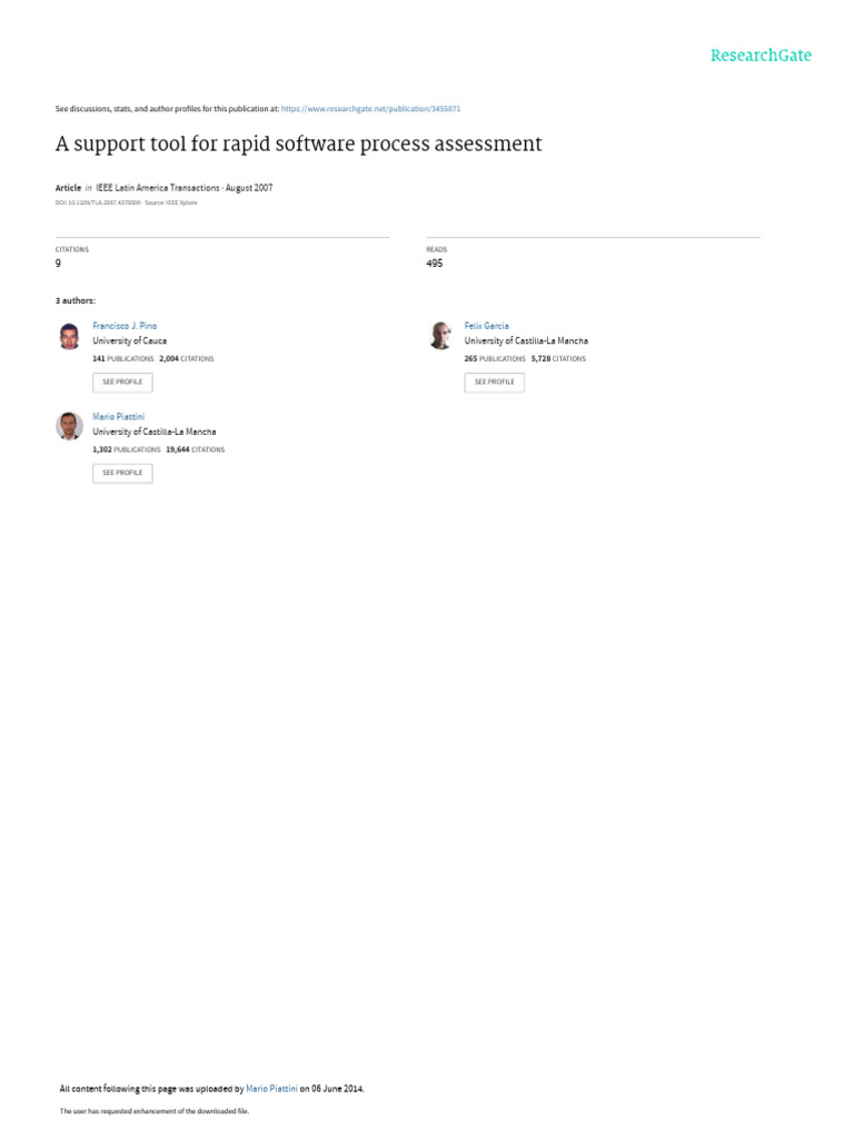 A Support Tool For Rapid Software Process Assessme | PDF | Software ...